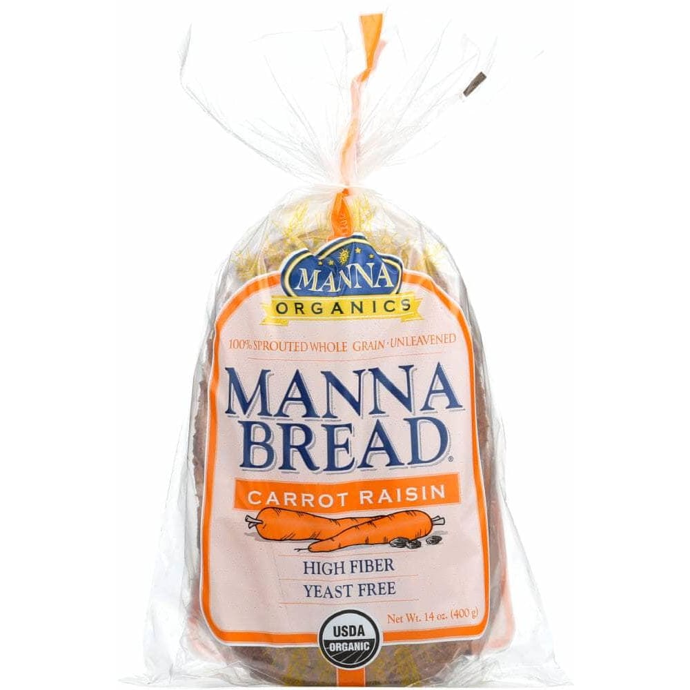 Manna Organics Organic Sprouted Bread Carrot Raisin, 14 Oz (Case of 4) | ShelHealth
