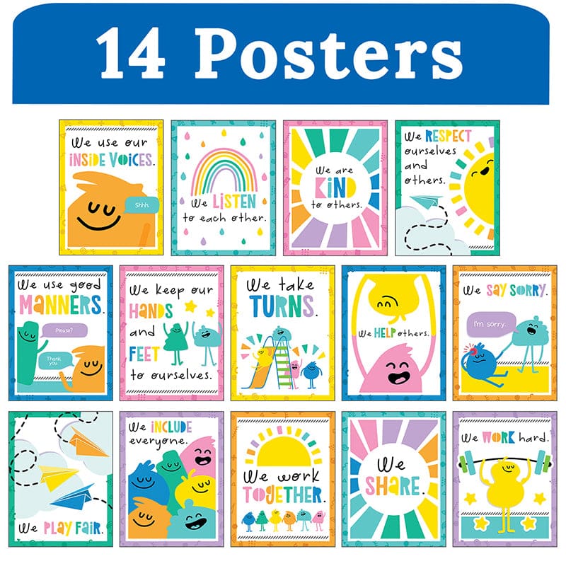 Mini Posters Rules Happy Class Set (Pack of 6) | ShelHealth