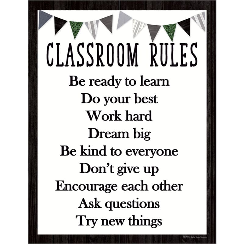 Modern Farmhouse Classroom Rules Chart (Pack of 12) | ShelHealth