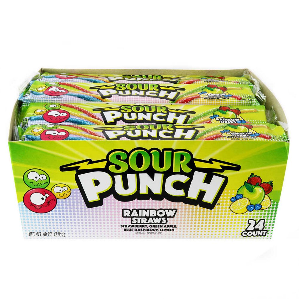 SOUR PUNCH Rainbow Straws, Chewy Candy, 2 oz., 24 ct. | ShelHealth