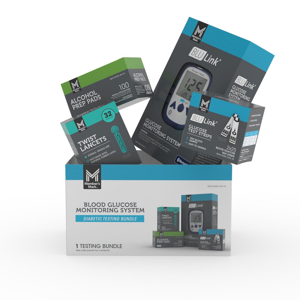 Member's Mark Blood Glucose Monitoring System Diabetic Testing Bundle ...
