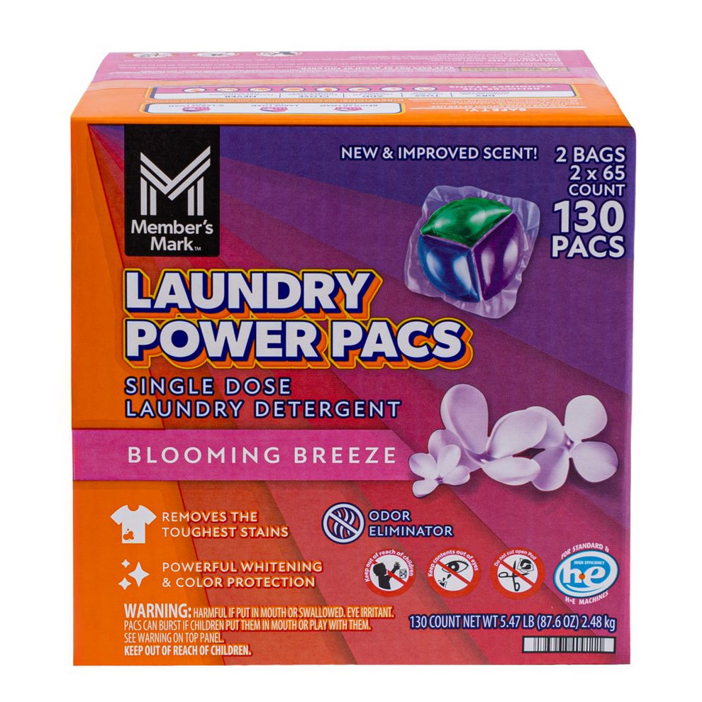 Member's Mark Laundry Power Pacs, Blooming Breeze, 130 ct. | ShelHealth