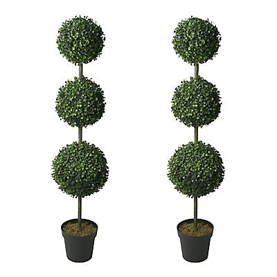 Aurora International 4' Boxwood Triple Ball Faux Topiary Tree in ...