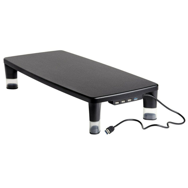 3M Adjustable Monitor Stand, 4-Port USB Hub, 21.6" x 9.4", Black ...