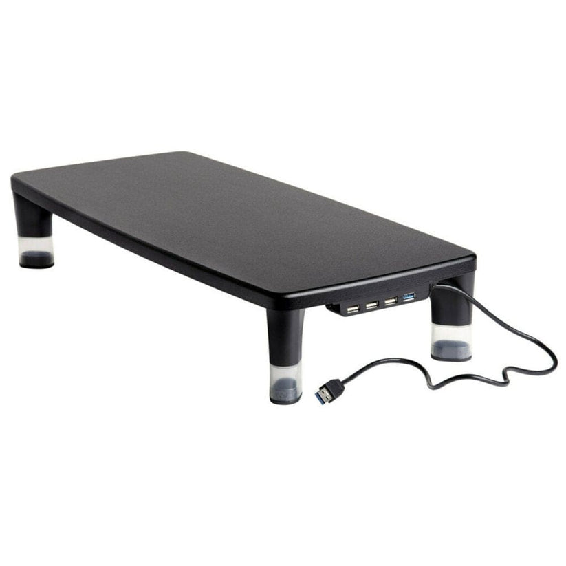 3M Adjustable Monitor Stand, 4-Port USB Hub, 21.6" x 9.4", Black ...