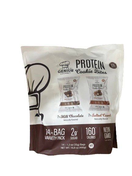 Genius Gourmet Protein Cookie Bites, Variety Pack, Milk Chocolate ...