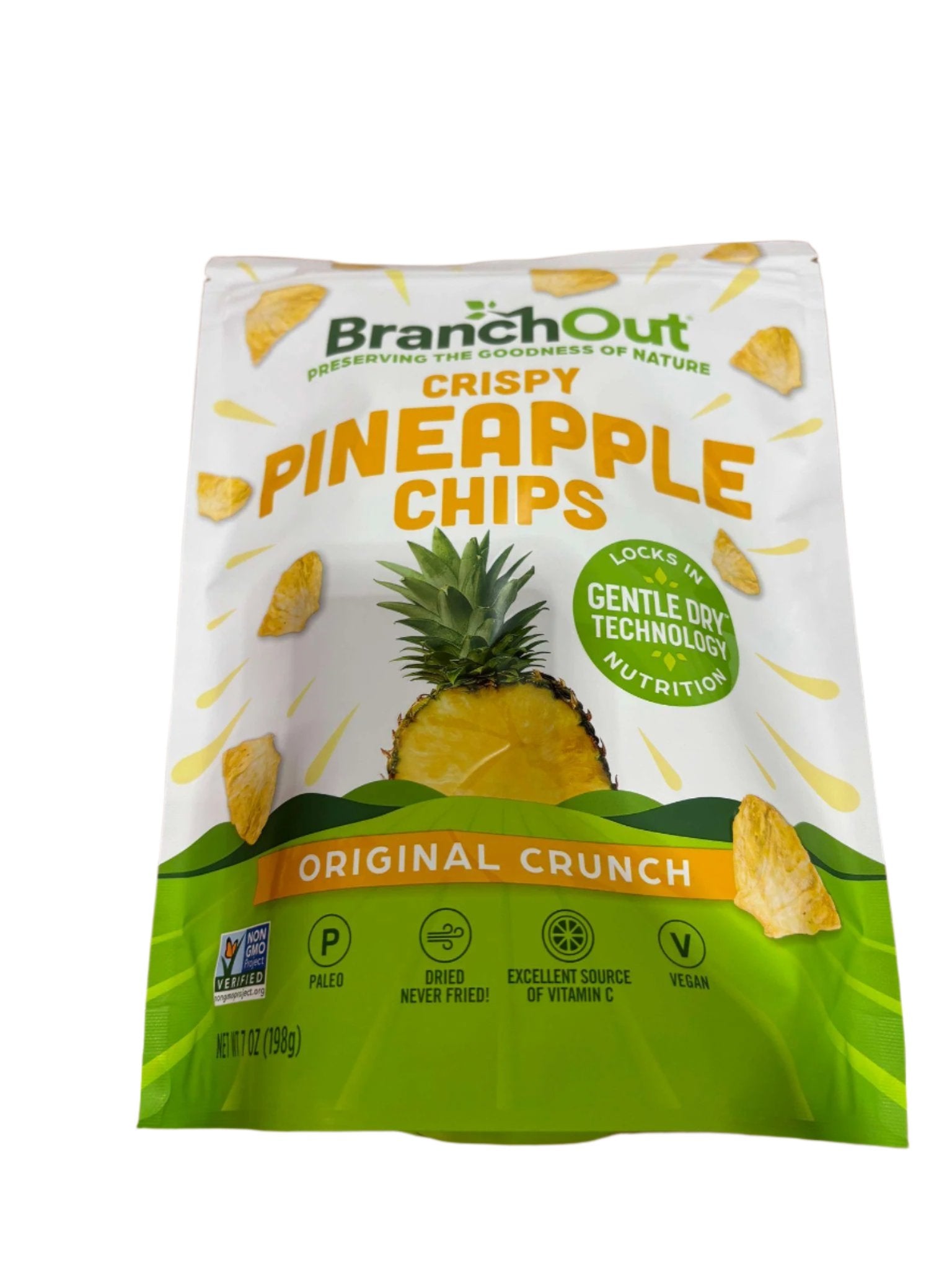 BranchOut Crispy Pineapple Chips Snacks, 7 oz | ShelHealth