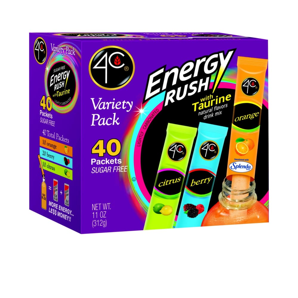 4C Energy Rush Flavored Powders Variety Pack, 40 ct. | ShelHealth