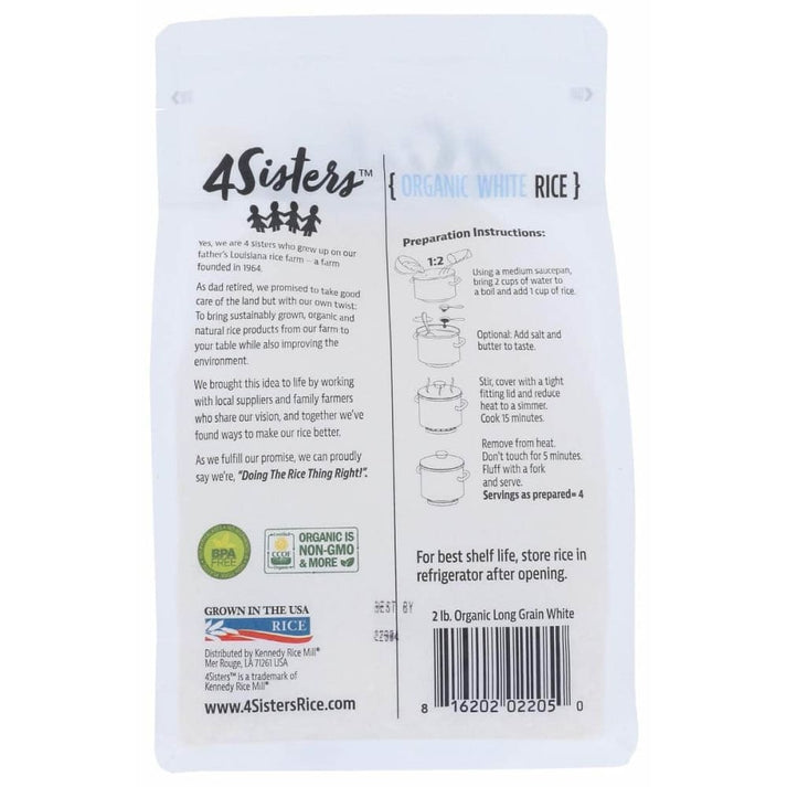4SISTERS: Rice White Long Grain Org, 2 lb (Case of 3) | ShelHealth