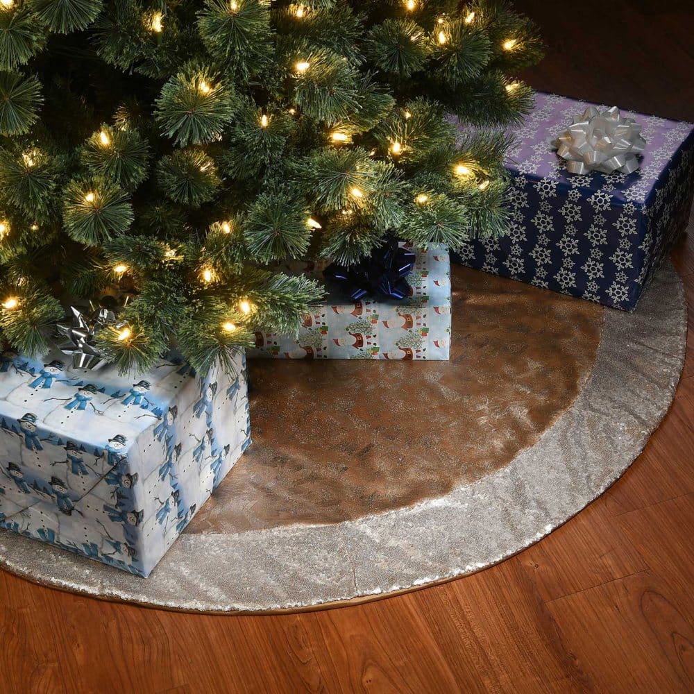 52" Yuletide Glam Collection Metallic Gold Tree Skirt | ShelHealth