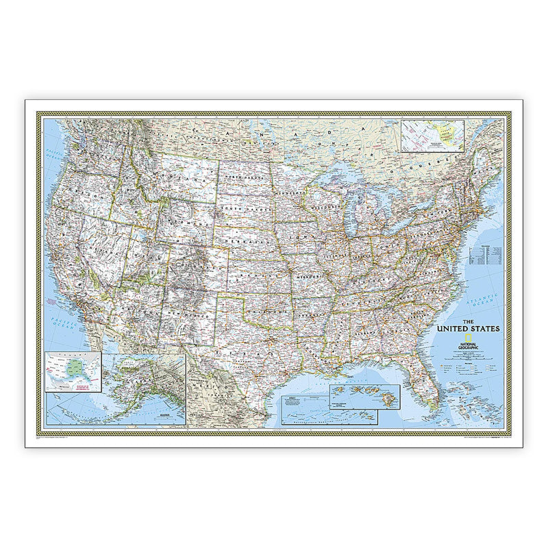 United States Classic Map Laminated | ShelHealth