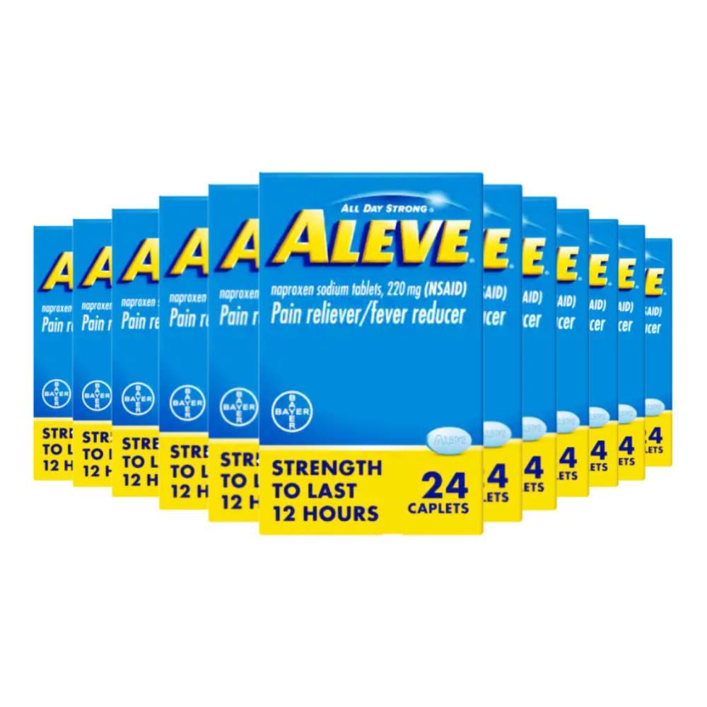 Aleve Naproxen Sodium Pain Reliever Caplets (NSAID) - 24ct - 12 Pack ...