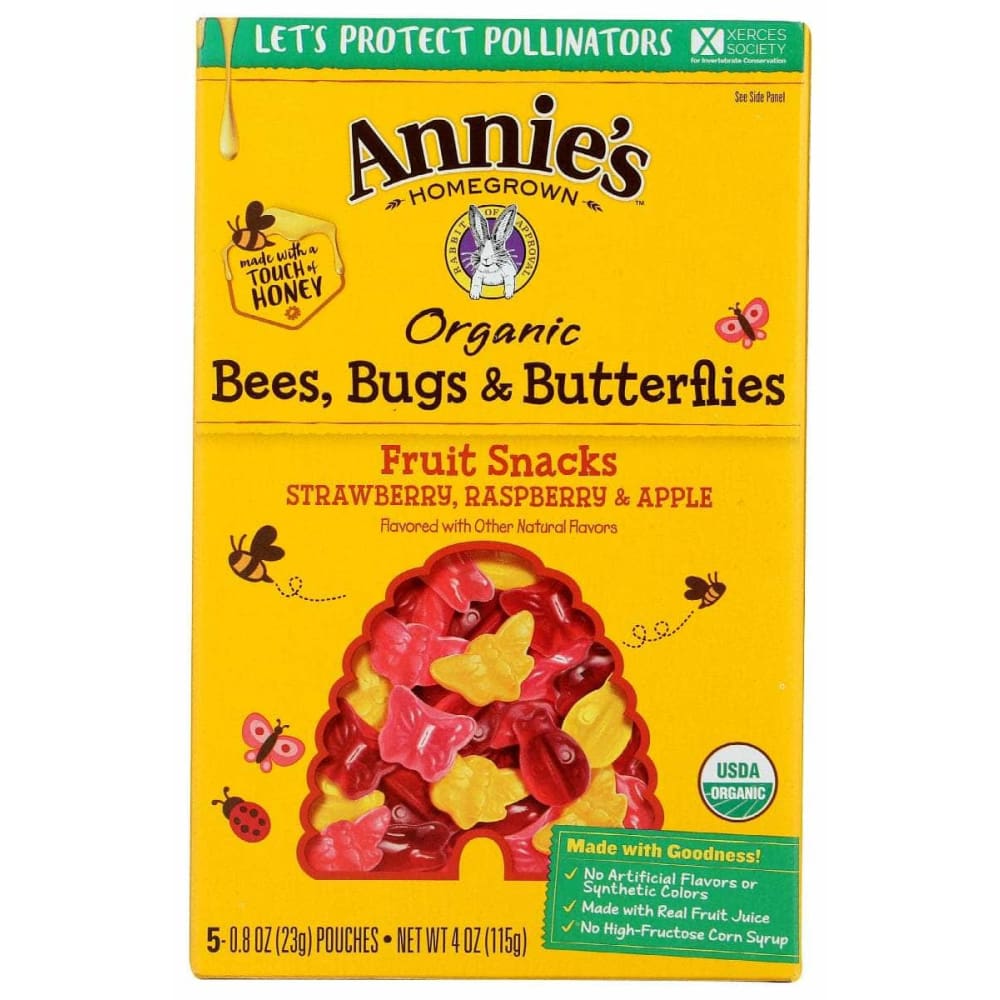 ANNIES HOMEGROWN Fruit Snk Bees Bugs Butterfl, 4 oz (Case of 3 ...
