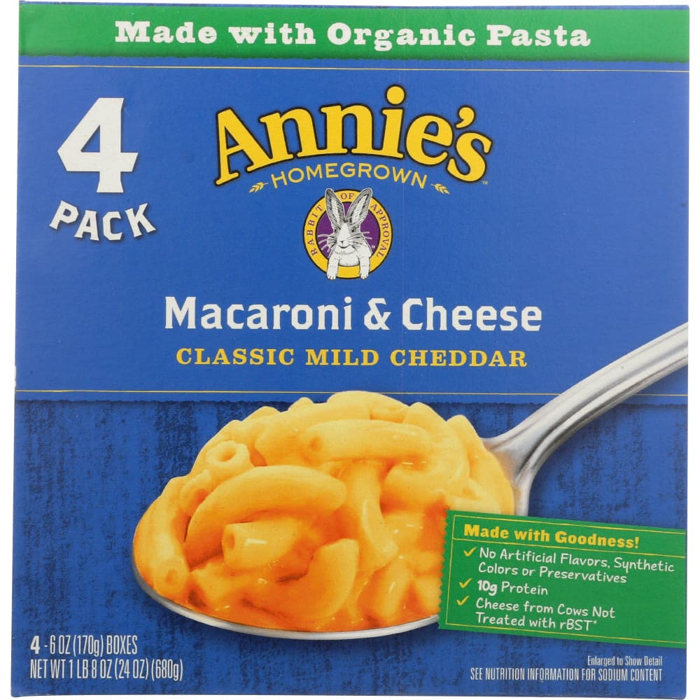 ANNIES HOMEGROWN: Macaroni and Cheese Classic Mild Cheddar, 24 oz (Pack ...