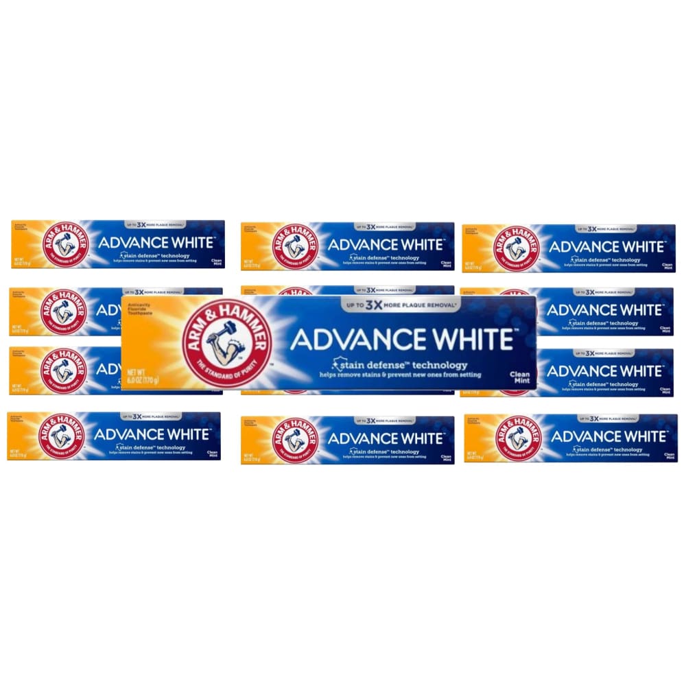 Arm & Hammer White Extreme Whitening Advance Toothpaste Stain Defense, 6oz, 12 Pack | ShelHealth