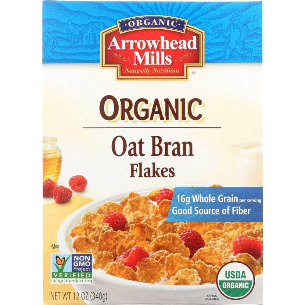 Arrowhead Mills Organic Oat Bran Flakes, 12 oz (Case of 3) | ShelHealth