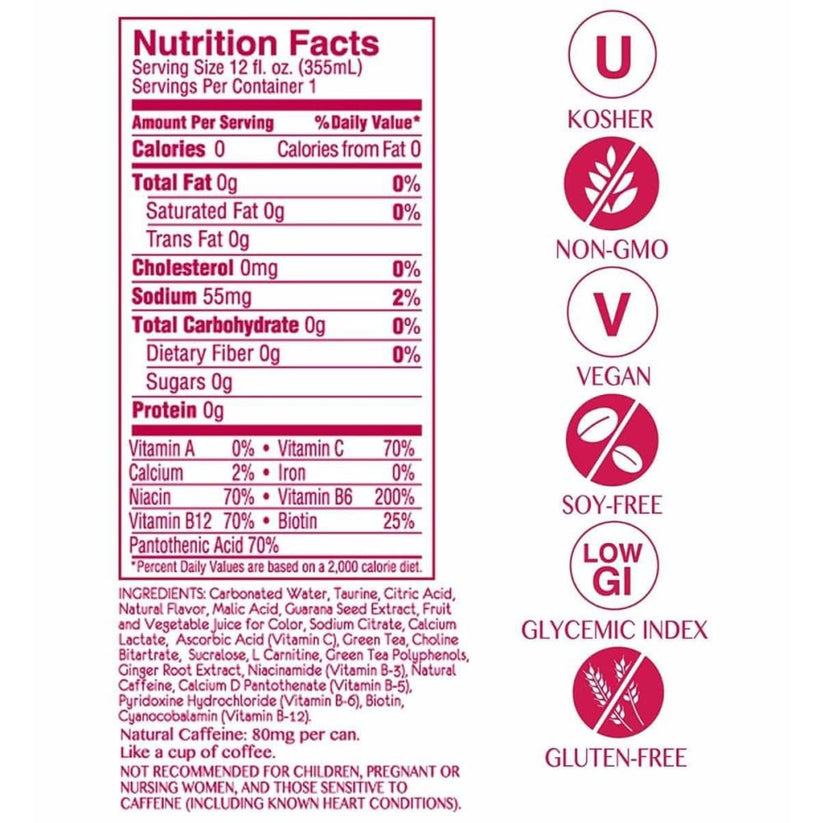 Aspire Raspberry Acai Healthy Energy Drink, 12 fl oz (Case of 5 ...