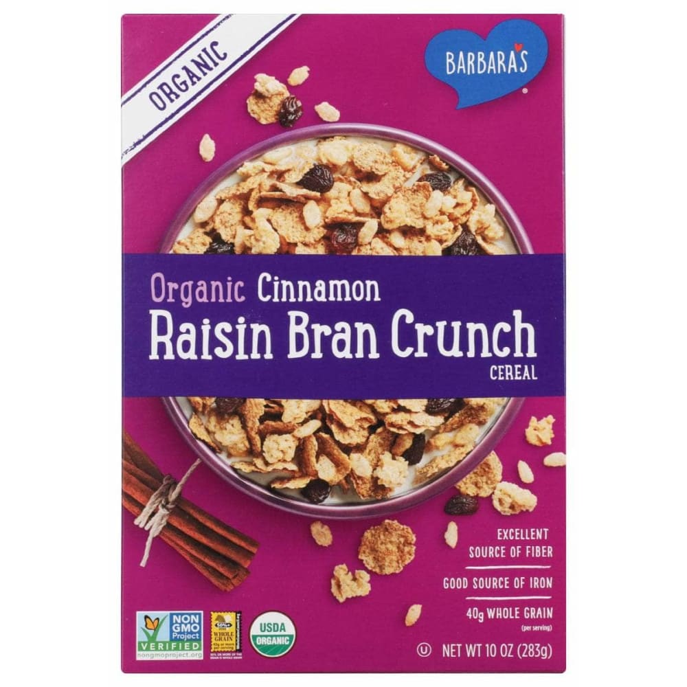 Barbaras Organic Crunchy Cinnamon Raisin Bran Cereal, 10 Oz (Case of 3 ...