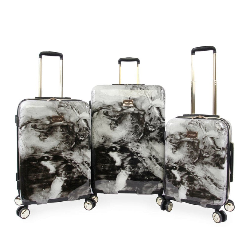 Bebe Teresa 3-Piece Hardside Luggage Set, Black Marble | ShelHealth