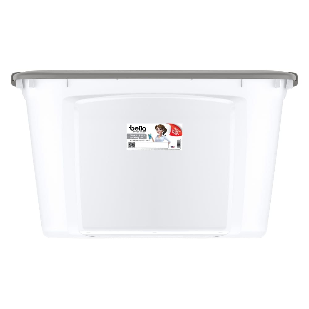 Bella Storage Solution 30 Gallon Locking Lid Storage Container - Clear ...