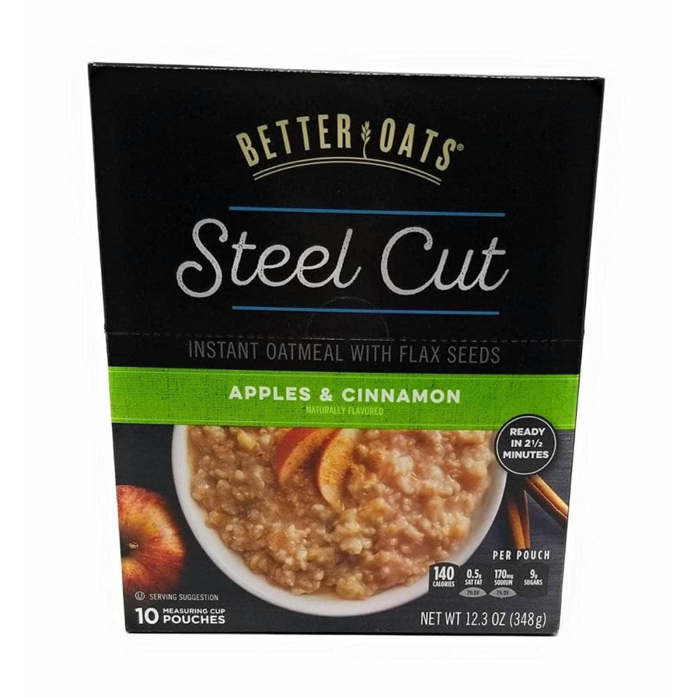 BETTER OATS Steel Cut Apple Cinnamon Oatmeal, 12.3 oz (Case of 4 ...