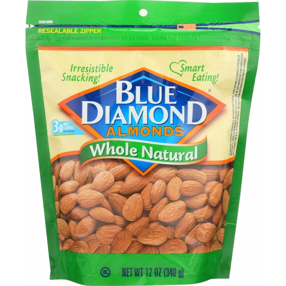 BLUE DIAMOND Almonds Whole Natural, 12 oz (Case of 2) | ShelHealth