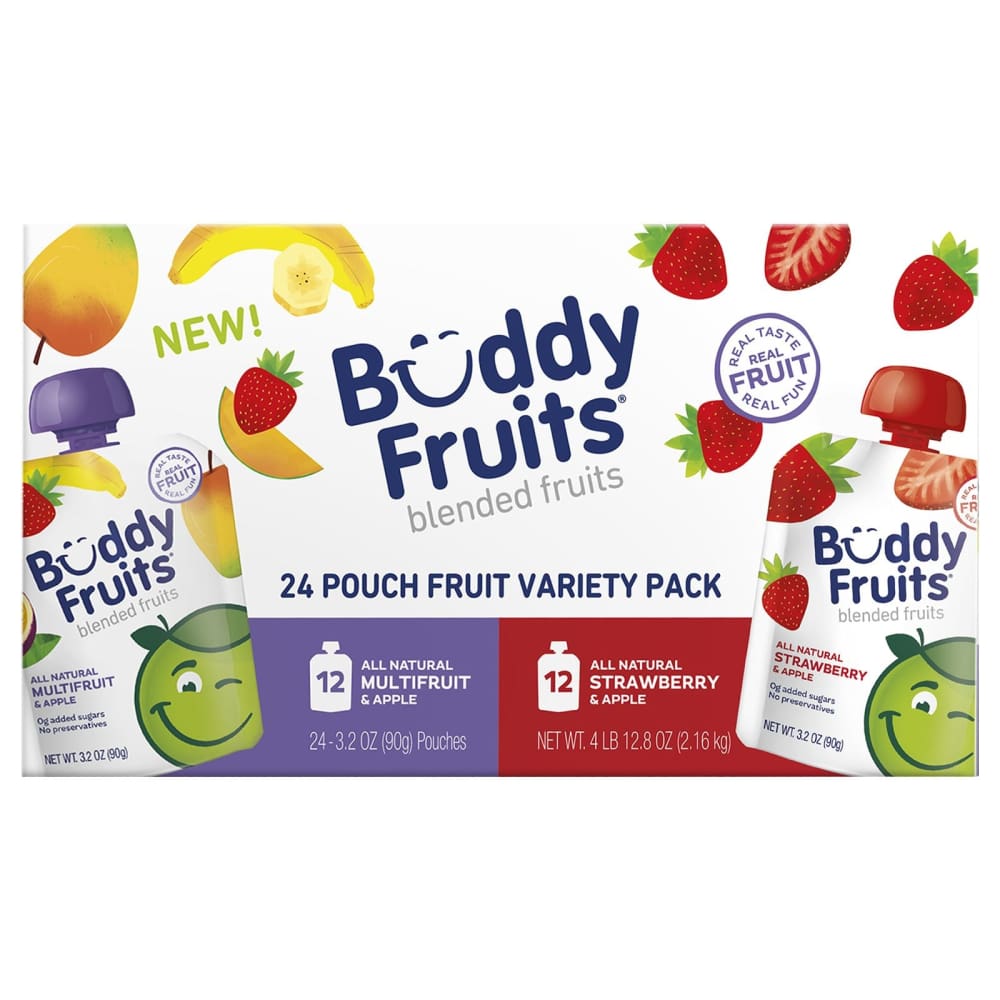Buddy Fruits Blended Fruit Pouches Variety Pack, 24 ct. | ShelHealth