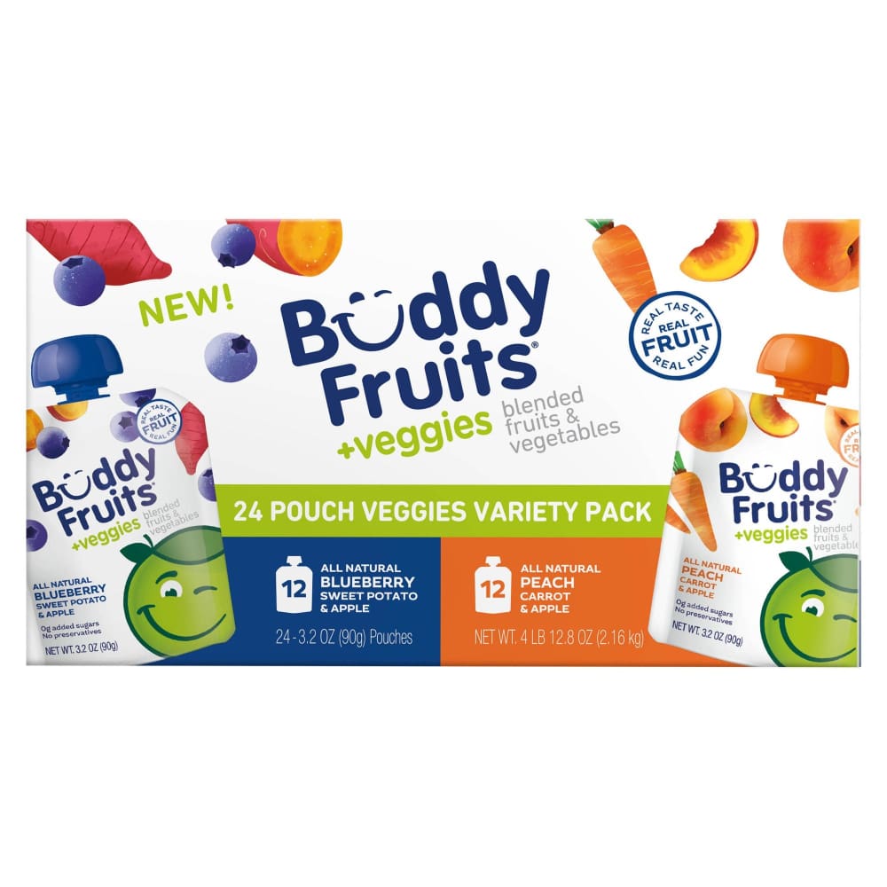 Buddy Fruits Blended Veggie and Fruit Pouches Variety Pack, 24 ct ...