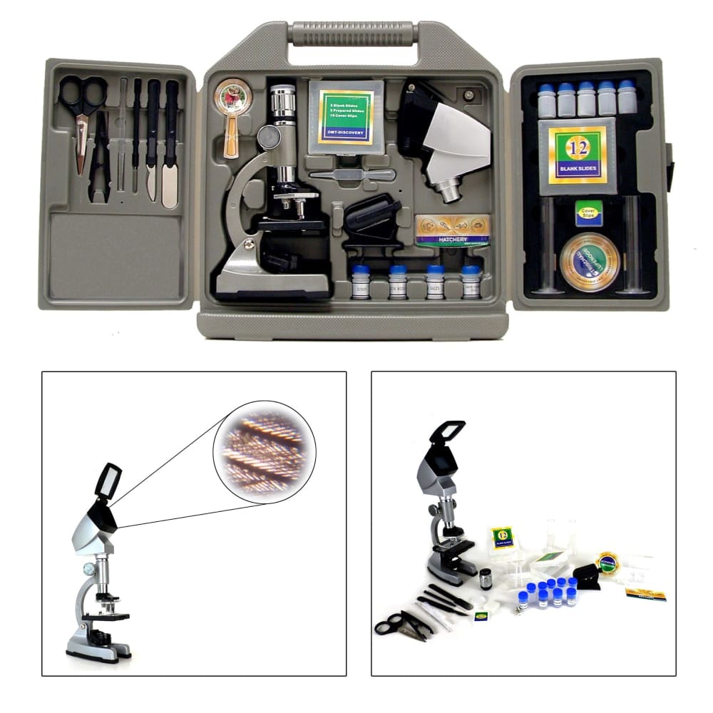 Cassini 50x-1200x 67-Pc. Zoom Microscope Set with Projection Hood ...