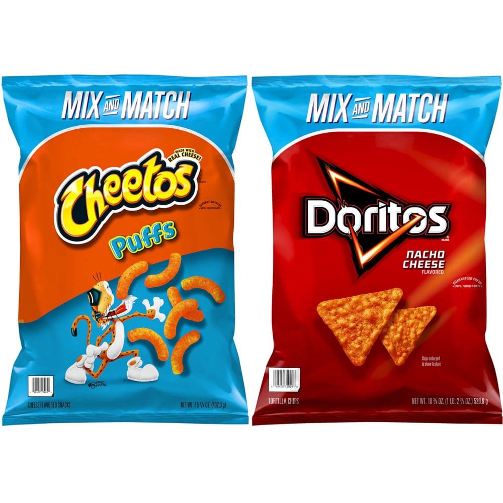Cheetos Puffs and Doritos Nacho Cheese Tortilla Chips Bundle (2 ct ...