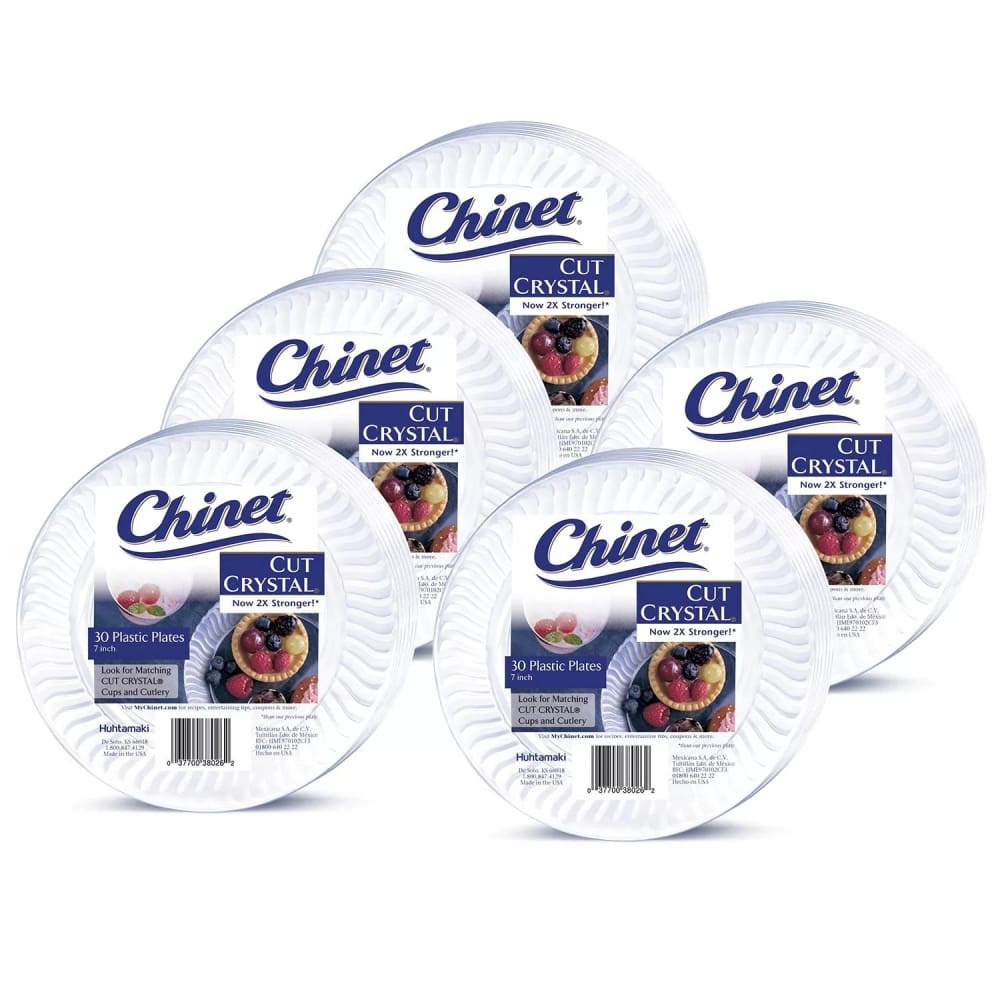 Chinet Cut Crystal Clear Plastic 7" Dessert Plates Case - 30 ct ...