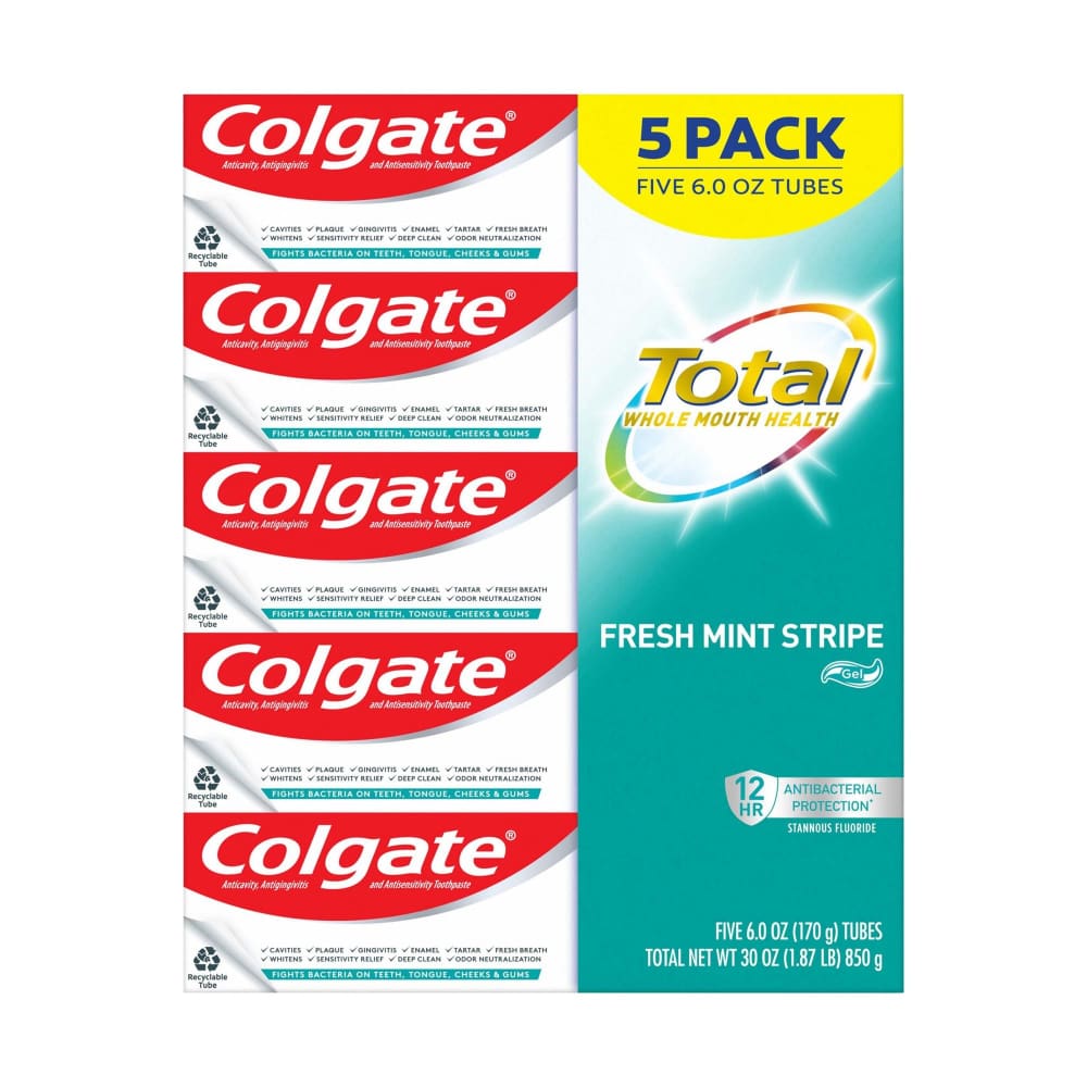 Colgate Total Fresh Mint Stripe Gel, 5 ct. | ShelHealth