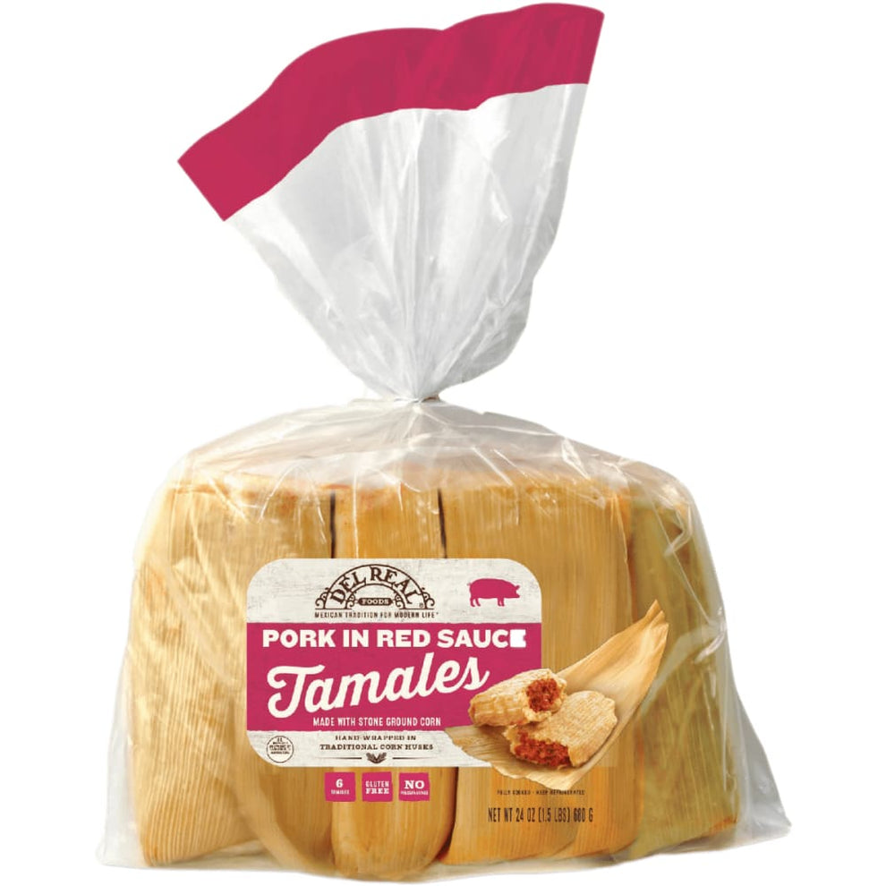 Del Real Foods Pork in Red Sauce Tamales, 24 oz (Case of 2) | ShelHealth