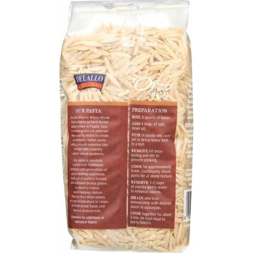 Delallo Orzo No. 65 100% Organic Whole Wheat Pasta, 16 oz (Case of 4 ...