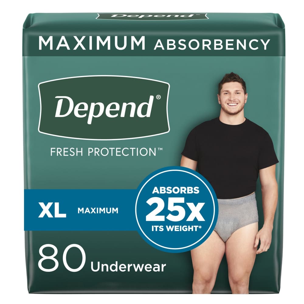 Depend Fit-Flex Extra Large Maximum Absorbency Underwear for Men, 80 ct ...