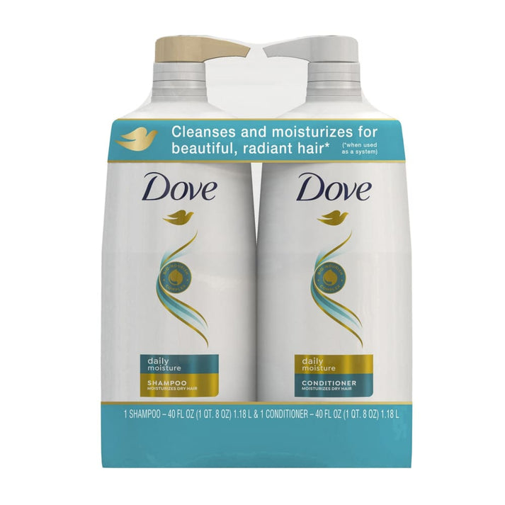 Dove Moisturizing Shampoo and Conditioner with Pump Daily Moisture, 2 ...