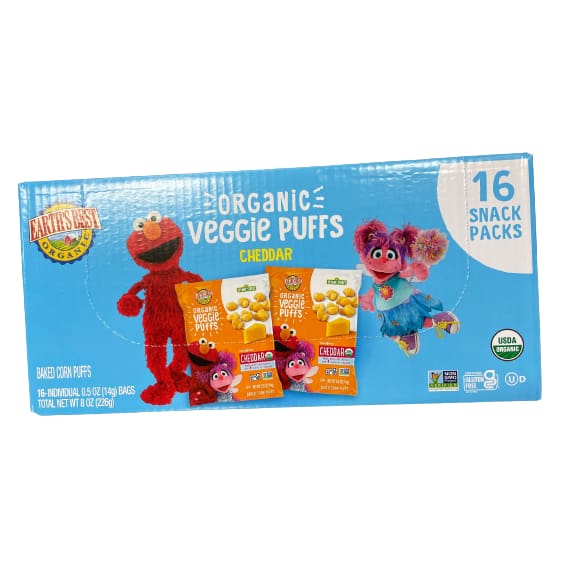 Earth's Best Organic Veggie Puffs - Cheddar - 16 x 0.5 oz. | ShelHealth