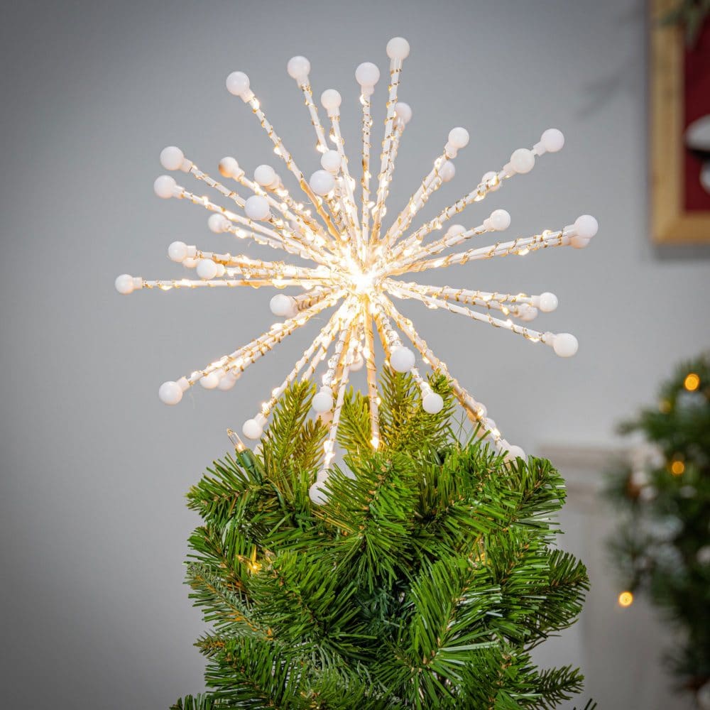Electric 13.7"H Starburst Tree Topper, 200 Warm White LED Lights ...