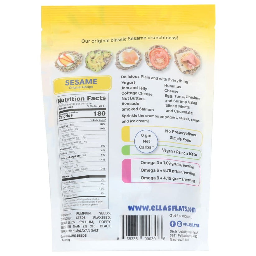 ELLAS FLATS: Crackers Sesame, 6 oz (Case of 2) | ShelHealth