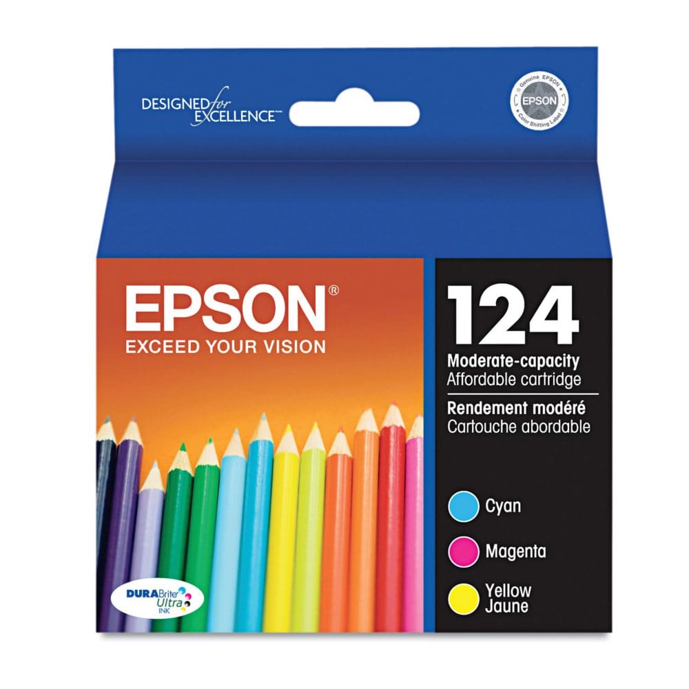 Epson 124 Moderate Capacity Ink, Cyan/Magenta/Yellow (T124520, 3 pk ...