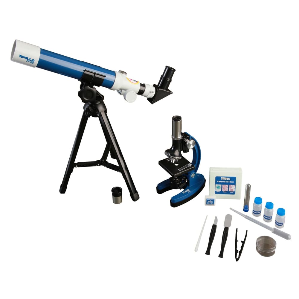 ExploreOne Apollo 40mm Telescope and 900x Microscope Set with Case ...