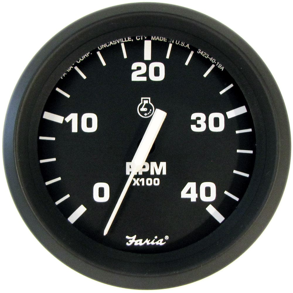 Faria Euro Black 4" Tachometer - 4000 RPM (Diesel) (Mechanical Takeoff ...