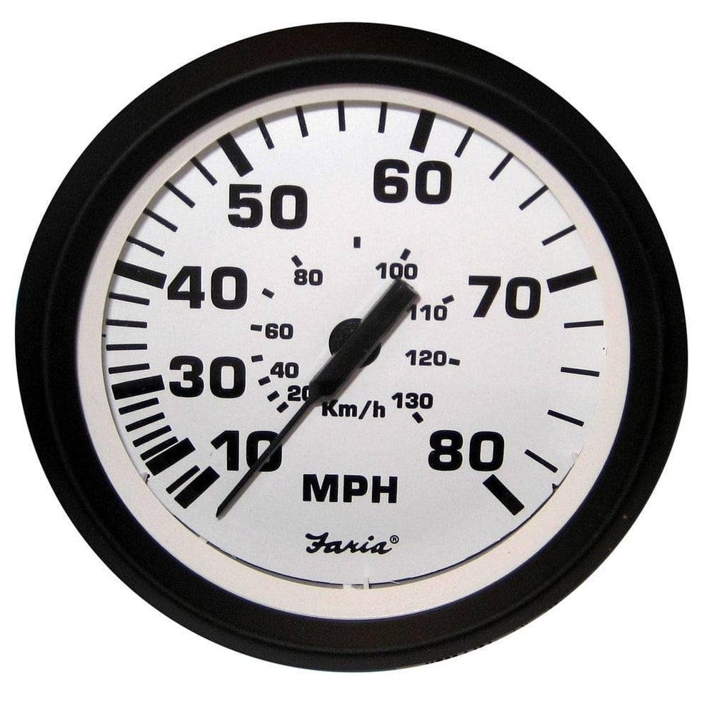 Faria Euro White 4" Speedometer - 80MPH (Pitot) | ShelHealth