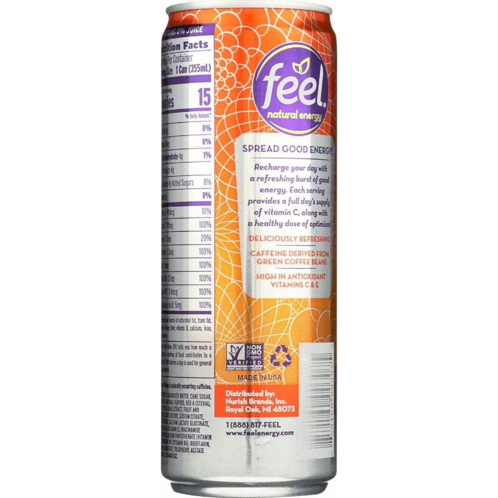 FEEL NATURAL ENERGY: Mango Passionfruit Energy Drink, 12 oz (Case of 5 ...