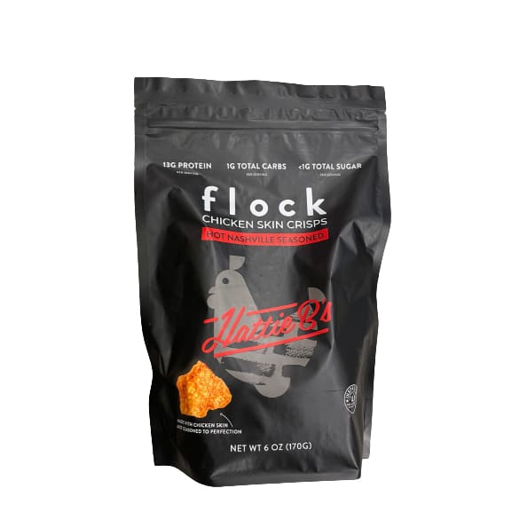 flock chicken skin crisps, Hot Nashville Seasoned, 6 oz. | ShelHealth
