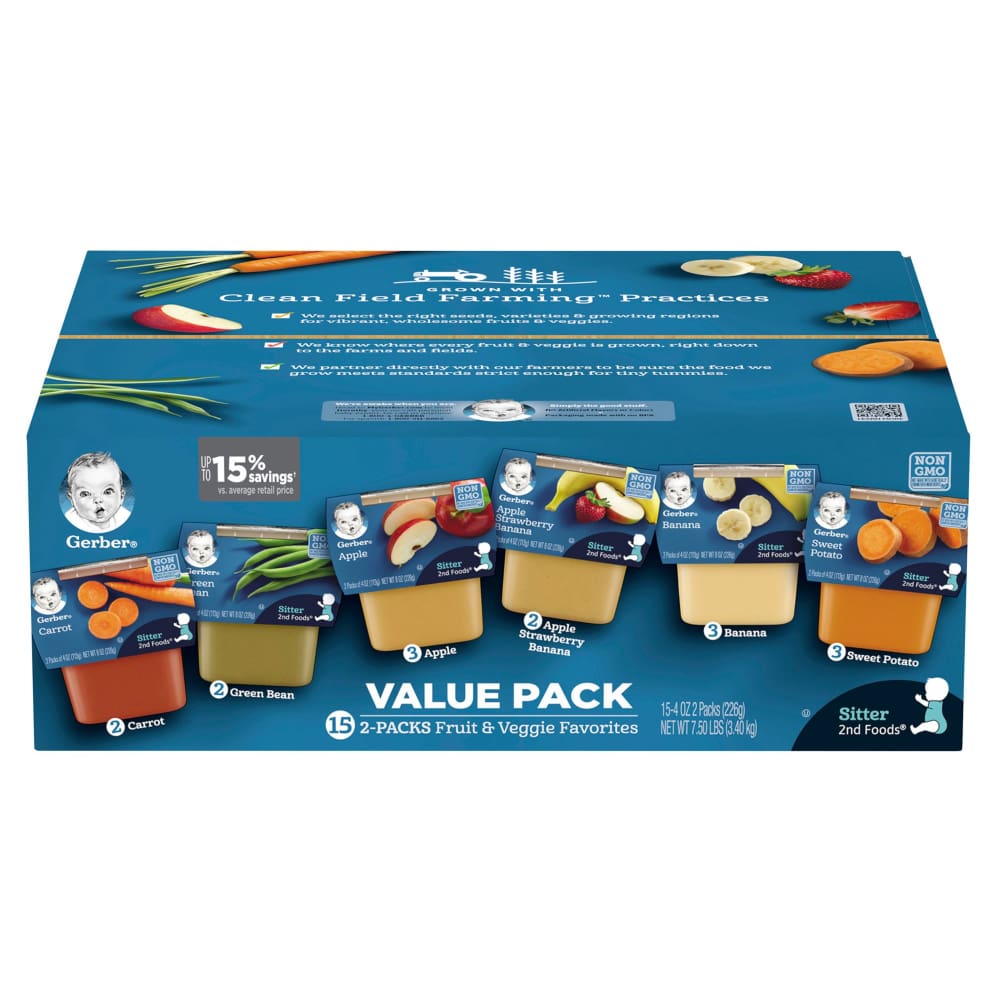 Gerber Baby Food 2nd Foods Value Pack, Fruit & Veggie Puree Favorites ...