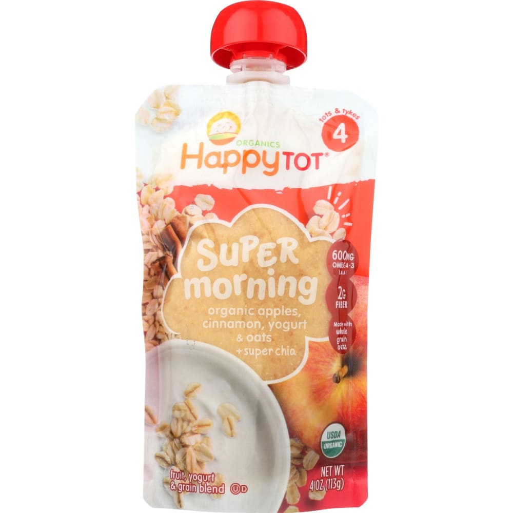HAPPY TOT: Super Morning Meals Apples Cinnamon Yogurt and Oats, 4 oz ...