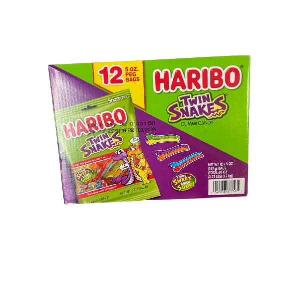 Haribo Twin Snakes Gummi Candy, 12 x 5 oz. | ShelHealth