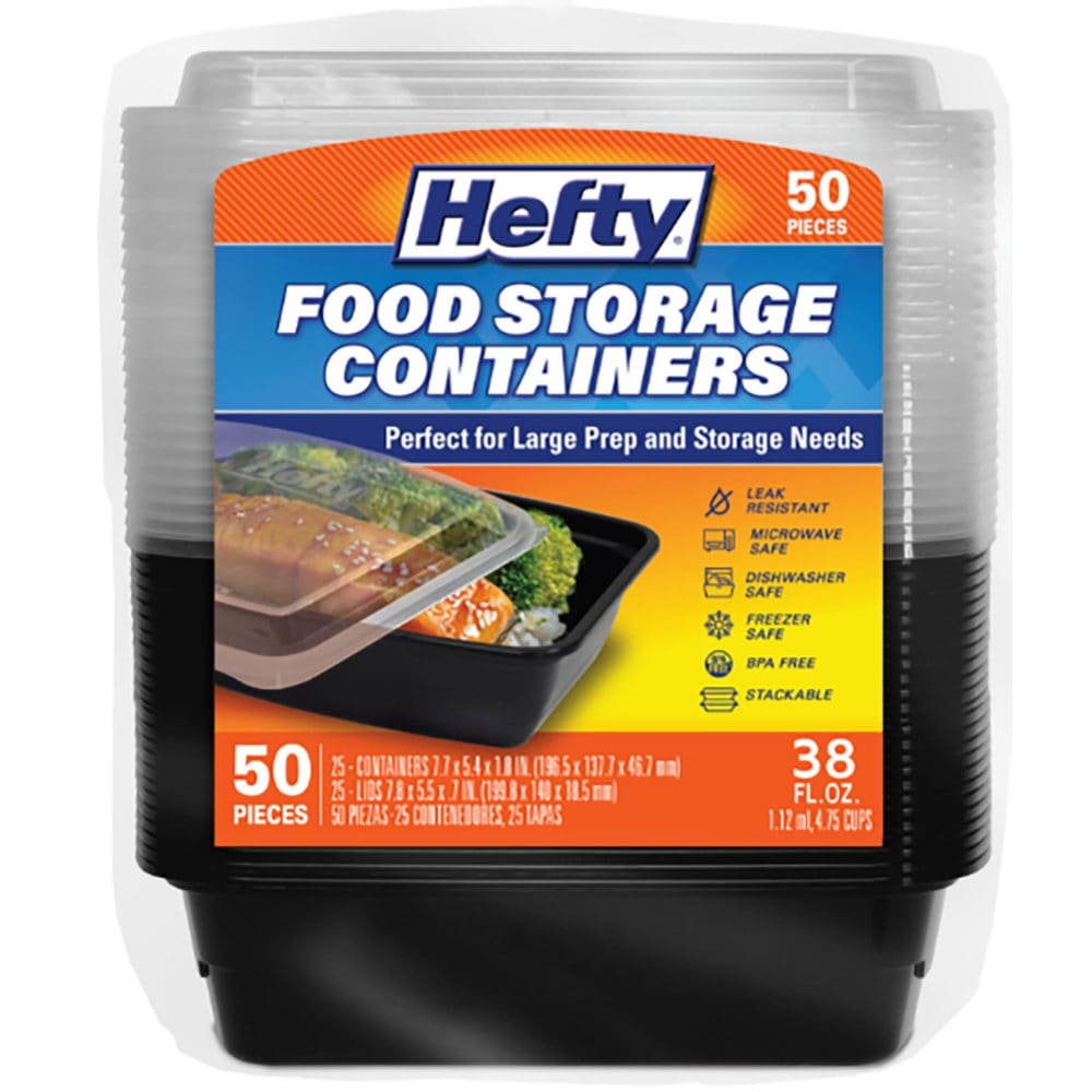 Hefty Food Storage Container with Lids (38 oz., 50 pcs.) | ShelHealth