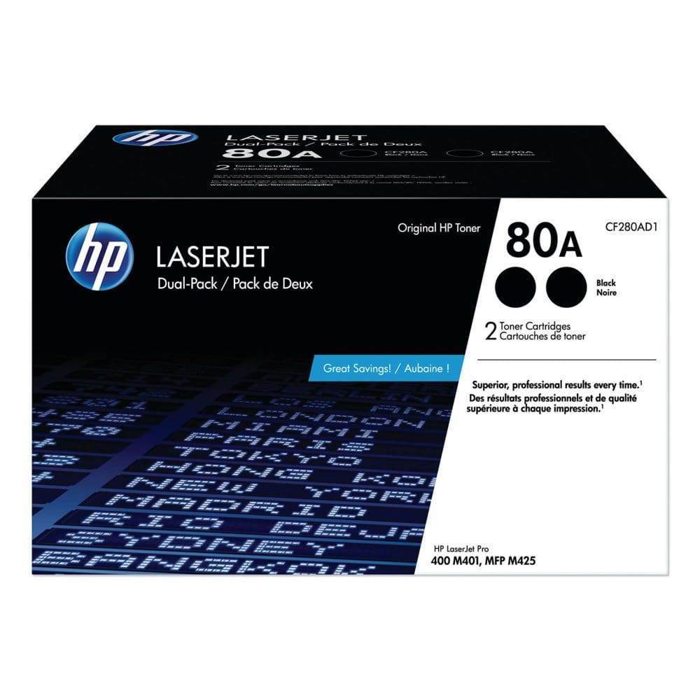 HP 80A 2-Pack Original LaserJet Toner Cartridge - Black | ShelHealth